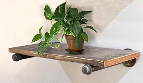 Diwhy 20" Industrial Pipe Shelves,Wall Mounted Metal Pipe Wood Shelf, Rustic Wall Shelf with Towel Bar,Towel Racks for Bathroom,Rustic Pipe Ladder Bookshelf Bookcase,DIY Open Pipe Shelving(1 Tier)