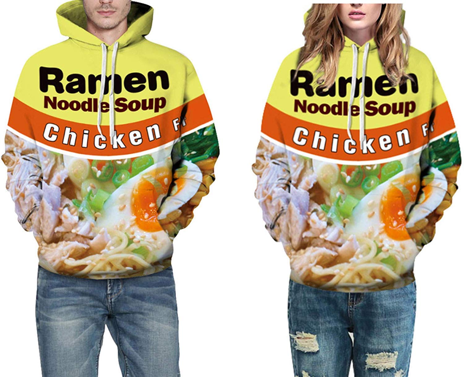 Keasmto 3D Ramen Chicken Noodle Soup Hoodies Sweatshirts for Men Women Cotton Cute X-Large
