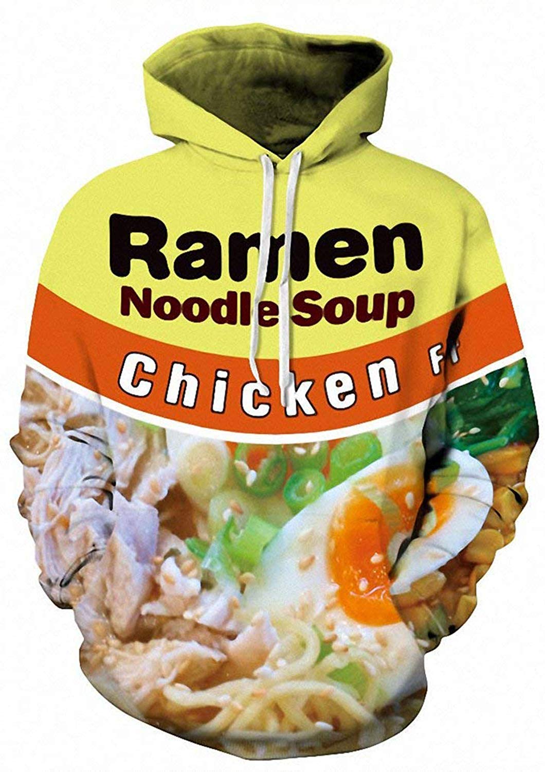Keasmto 3D Ramen Chicken Noodle Soup Hoodies Sweatshirts for Men Women Cotton Cute X-Large