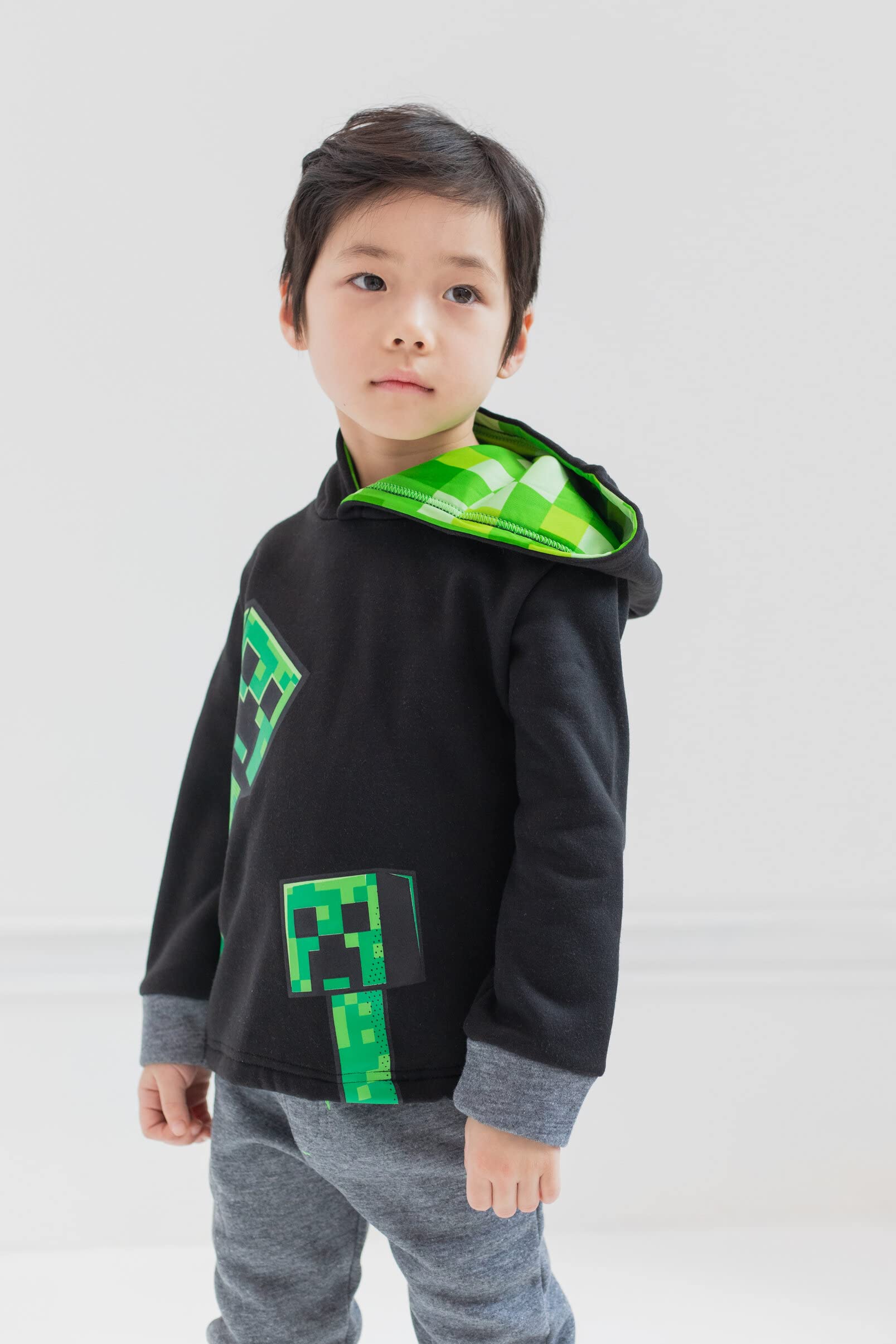 Minecraft Creeper Little Boys Fleece Hoodie & Pants Black/Gray 6