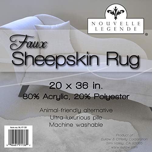 Nouvelle Legende Faux Fur Sheepskin Rug Soft and Stylish Luxury Single (20 in. X 36 in.) - White