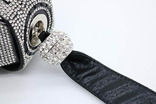 allx Full Rhinestone Fashion Evening Bag Triangle Women (black silver)