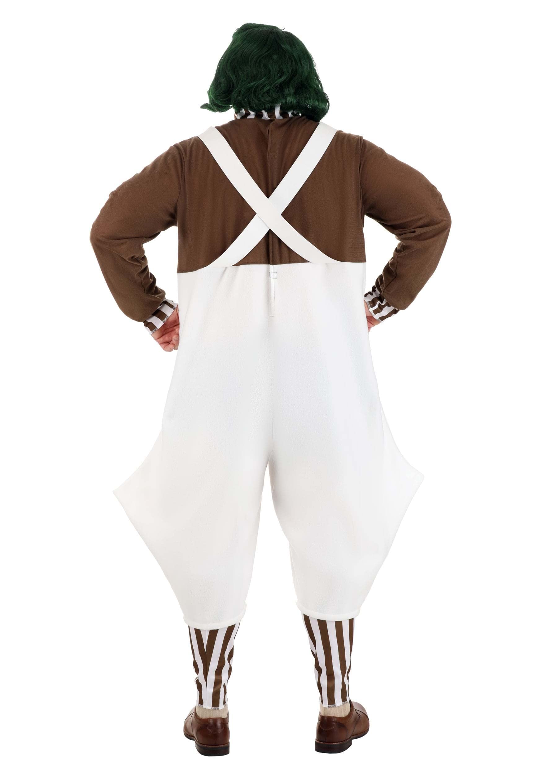 Plus Size Adult Willy Wonka Oompa Loompa Costume, Chocolate Factory Worker Uniform Overalls Outfit for Halloween 5X