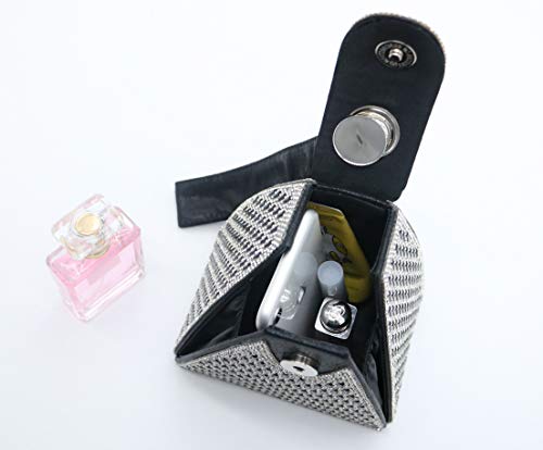 allx Full Rhinestone Fashion Evening Bag Triangle Women (black silver)