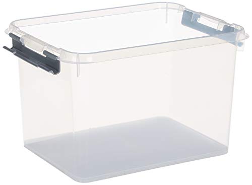 Allibert Storage box Handy Plus with lid 20L in transparent/silver, 40 x 29 x 25 cm