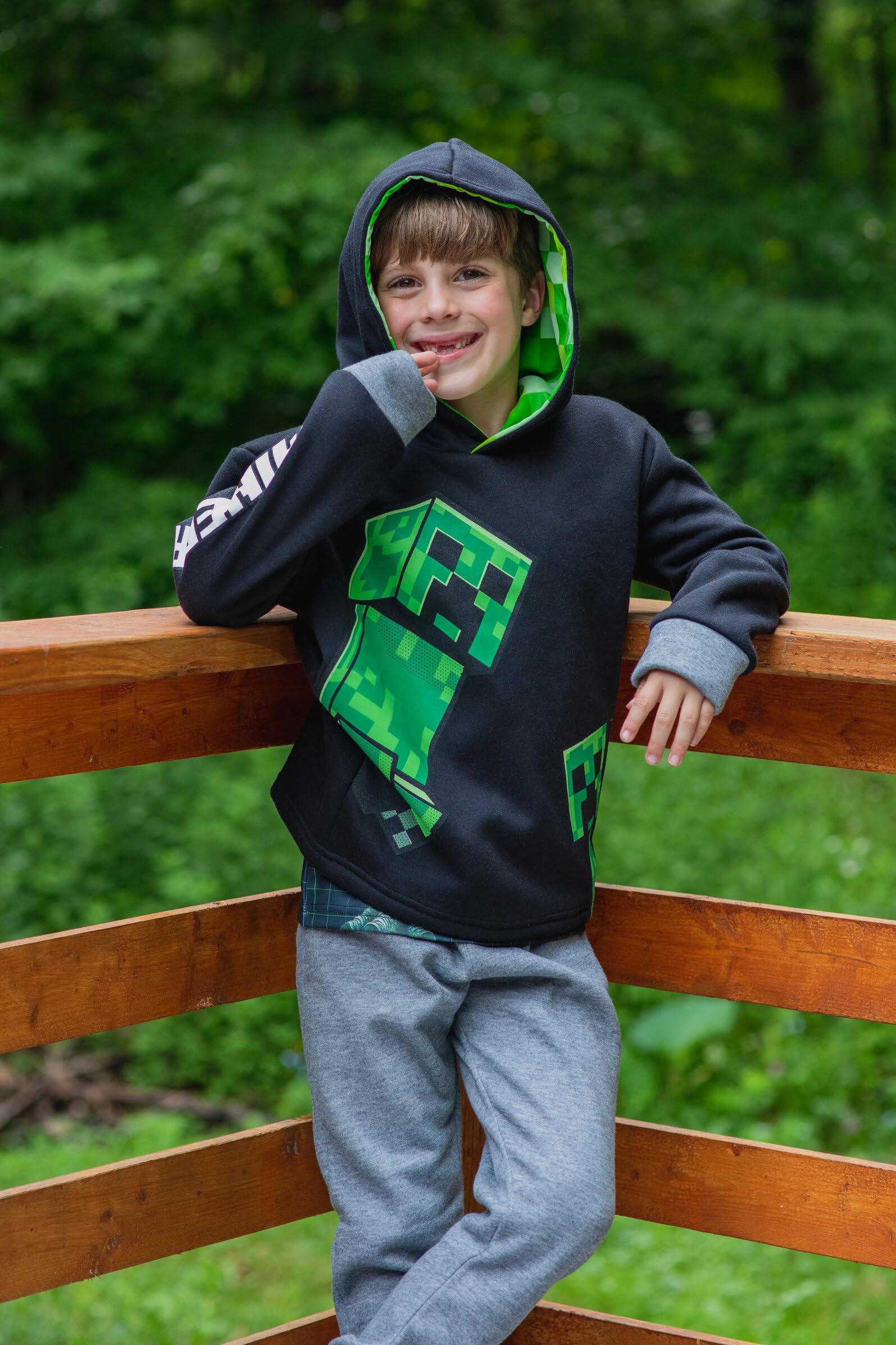 Minecraft Creeper Little Boys Fleece Hoodie & Pants Black/Gray 6