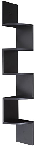 OneSpace 5 Tier Large Corner Wall Mount Shelf, Black