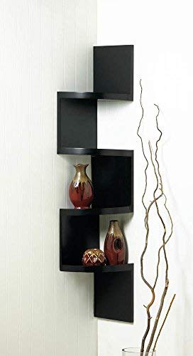 OneSpace 5 Tier Large Corner Wall Mount Shelf, Black