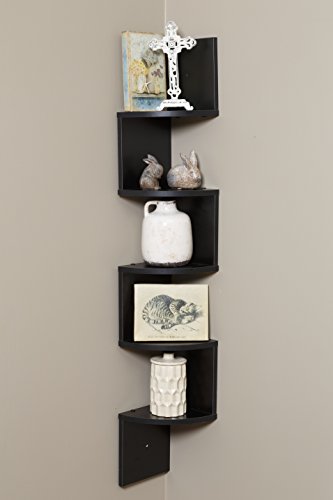 OneSpace 5 Tier Large Corner Wall Mount Shelf, Black