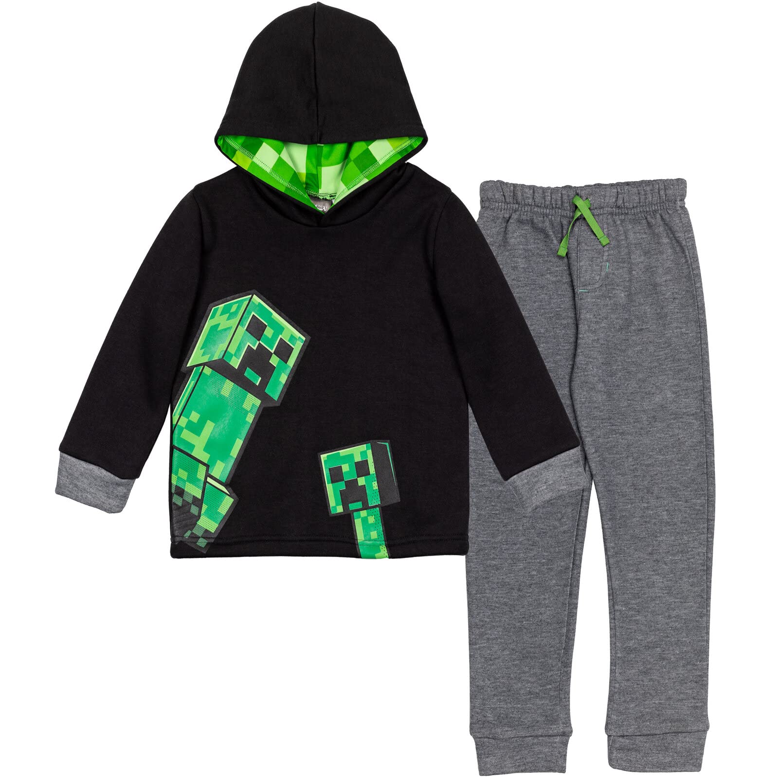 Minecraft Creeper Little Boys Fleece Hoodie & Pants Black/Gray 6