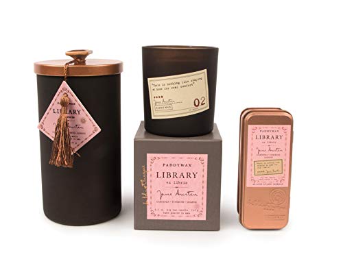 Paddywax Library Collection Jane Austen 2-Wick Scented Travel Tin Candle, 2.5-Ounce, Gardenia, Tuberose & Jasmine