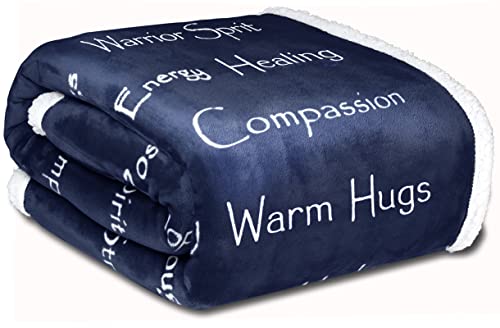 WOLF CREEK BLANKET Co. - Compassion Blanket - Strength Courage Super Soft Warm Hugs, Get Well Gift Blanket Healing Thoughts Positive Energy Love & Hope & Fluffy Comfort (50 x 65 Navy Blue)
