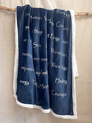 WOLF CREEK BLANKET Co. - Compassion Blanket - Strength Courage Super Soft Warm Hugs, Get Well Gift Blanket Healing Thoughts Positive Energy Love & Hope & Fluffy Comfort (50 x 65 Navy Blue)