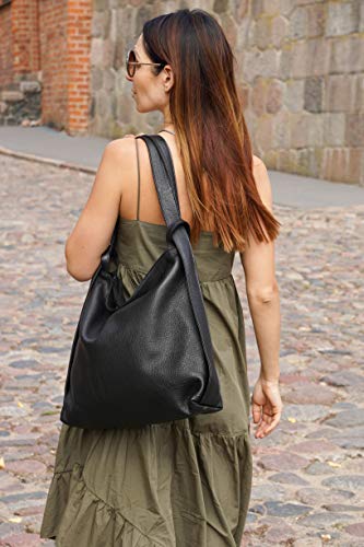 Women Leather Backpack Purse- Handmade Convertible Hobo Shoulder Bag from Genuine Leather