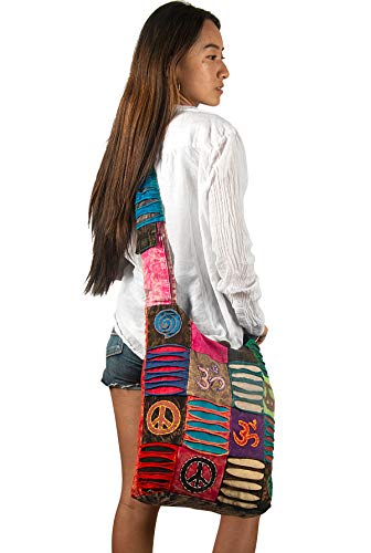 Hobo Colorful Shoulder Bag Women Sling Slouch Hippie Boho (OM-Peace)