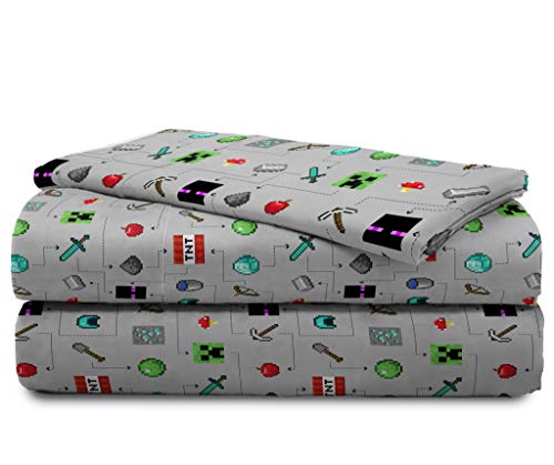 Jay Franco Minecraft Monster Hunters Twin XL Sheet Set - 3 Piece Set Super Soft and Cozy Kid’s Bedding Features Creepers - Fade Resistant Microfiber Sheets (Official Minecraft Product)