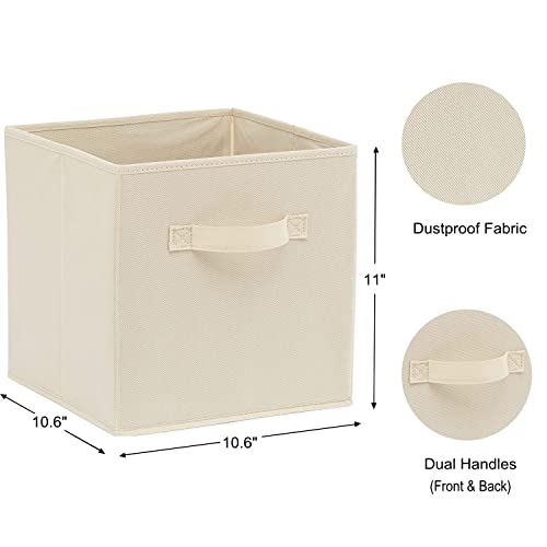 BASTUO Storage Bins 6-Pack Cloth Storage Cube with 2 Handles, Foldable Cube Organizer Basket for Kids Room, Closet and Toys Storage, Beige