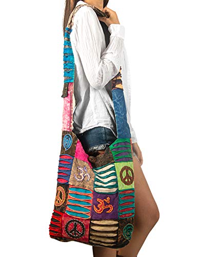 Hobo Colorful Shoulder Bag Women Sling Slouch Hippie Boho (OM-Peace)