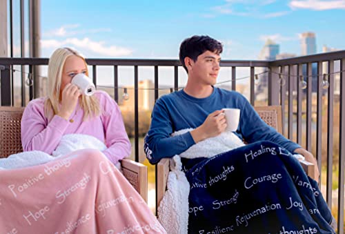 WOLF CREEK BLANKET Co. - Compassion Blanket - Strength Courage Super Soft Warm Hugs, Get Well Gift Blanket Healing Thoughts Positive Energy Love & Hope & Fluffy Comfort (50 x 65 Navy Blue)