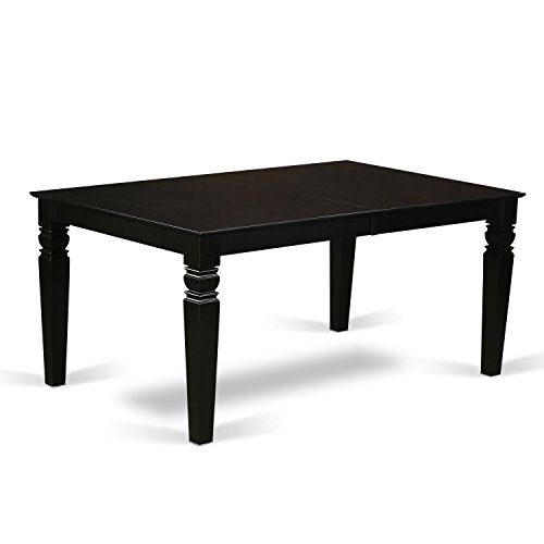 EAST WEST FURNITURE 9Pc Rectangle 66/84 Inch Kitchen Table With 18 In Leaf And Eight Parson Chair With Black Leg And Linen Fabric Shitake.