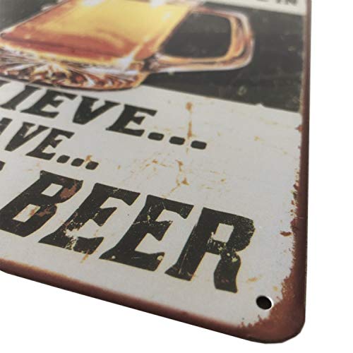 Retro Vintage Metal Tin Sign, I Believe I'll Have Another Beer Tin Sign Bar Cave Metal Sign 12"x 8"