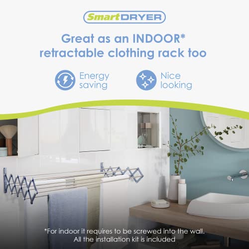 The Original Smartdryer RV Ladder Clothes Drying Rack, Outdoor Clothes Drying Rack, Wall Mounted Drying Racks for Laundry - Full Size Version - 46 Inch