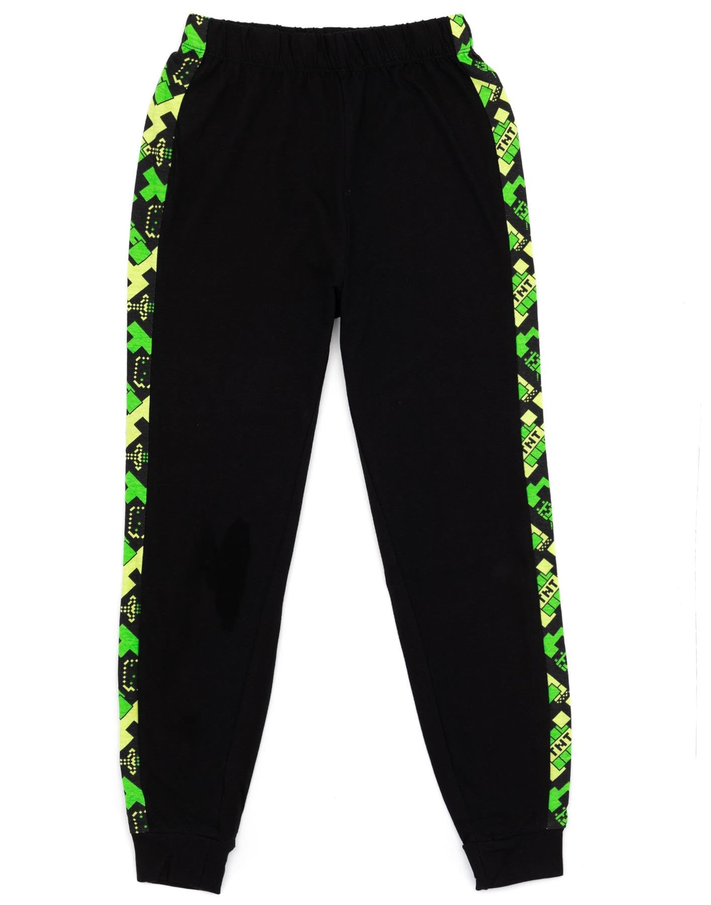 Minecraft Camo Pajama Set | Creeper Short Sleeve Top and Long Leg Bottoms | Comfortable Kids Gaming Nightwear for Bedtime