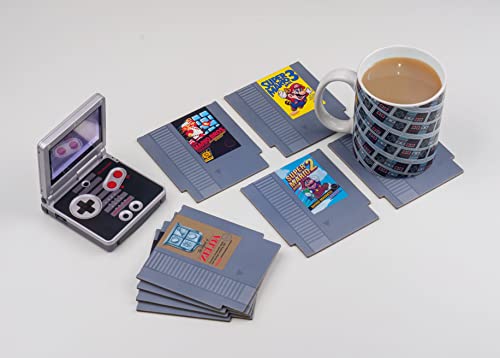 Paladone Nintendo NES Cartridge Retro Drink Coasters for Game Lovers - Super Mario Bros Accessories