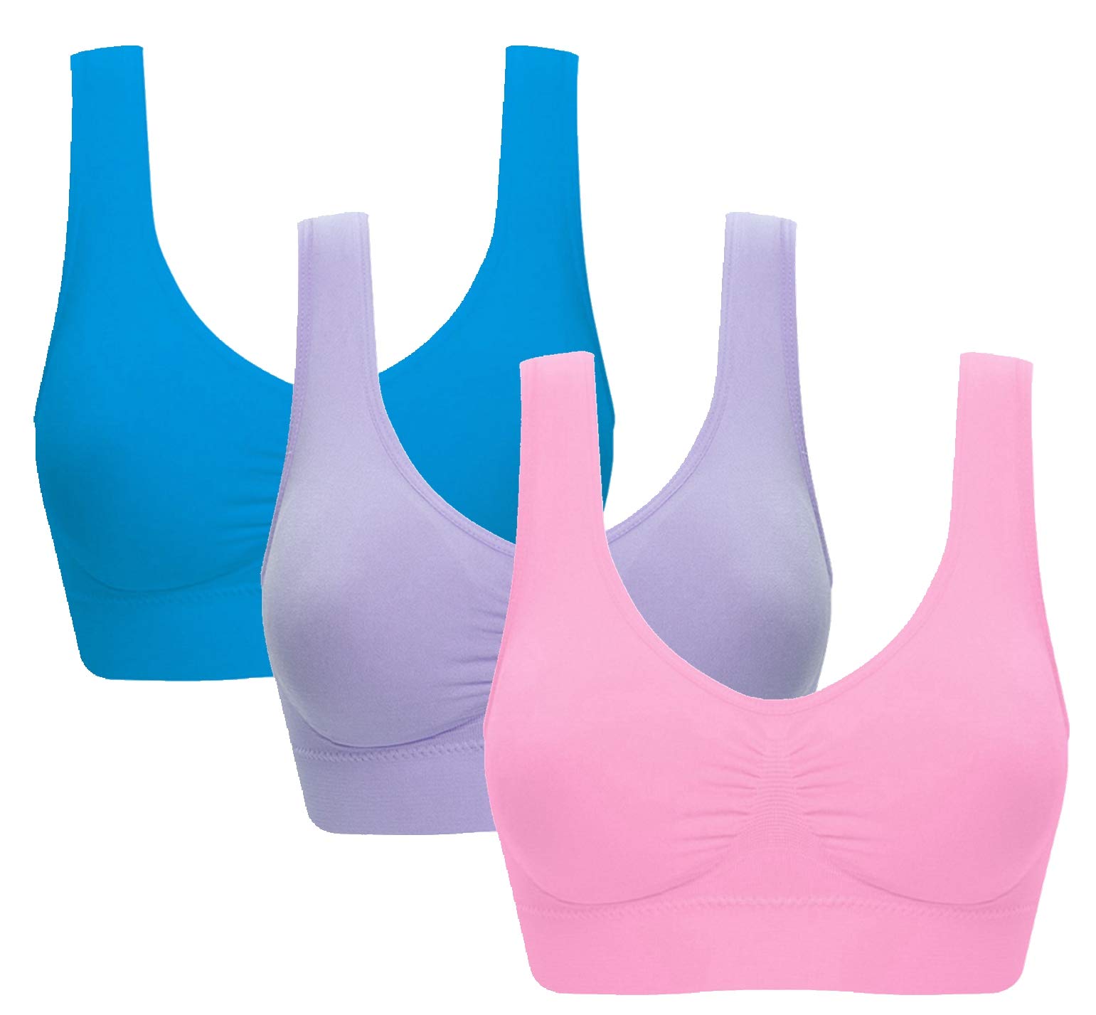 Women's Comfort Workout Sports Bra Low-Impact Activity Sleep Bras Pack of 3 XL