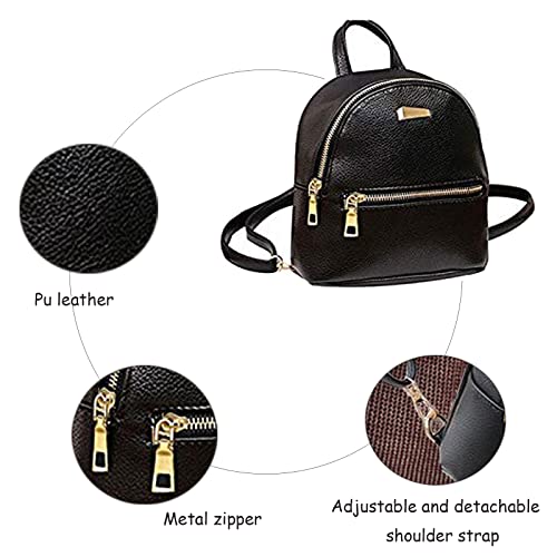 Donalworld Women Floral School Bag Travel Cute PU Leather Mini, Blak, Size Small
