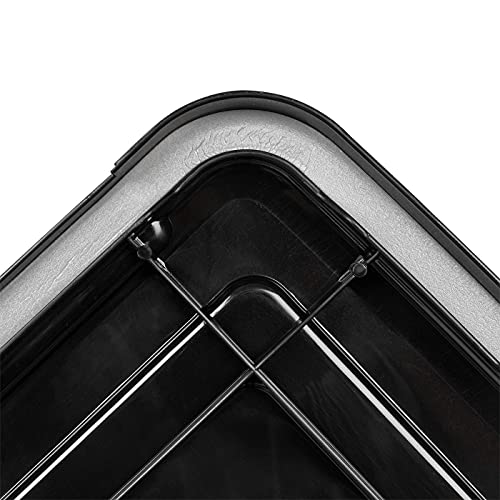 IRIS USA 74 Quart WEATHERPRO Plastic Storage Box with Durable Lid and Seal and Secure Latching Buckles, Weathertight, Black with Red Buckles, 4 Pack