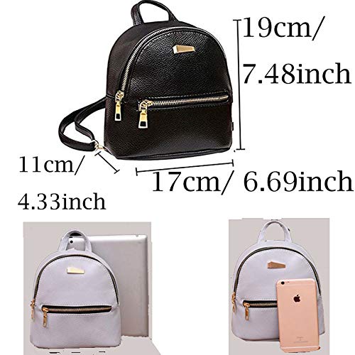 Donalworld Women Floral School Bag Travel Cute PU Leather Mini, Blak, Size Small