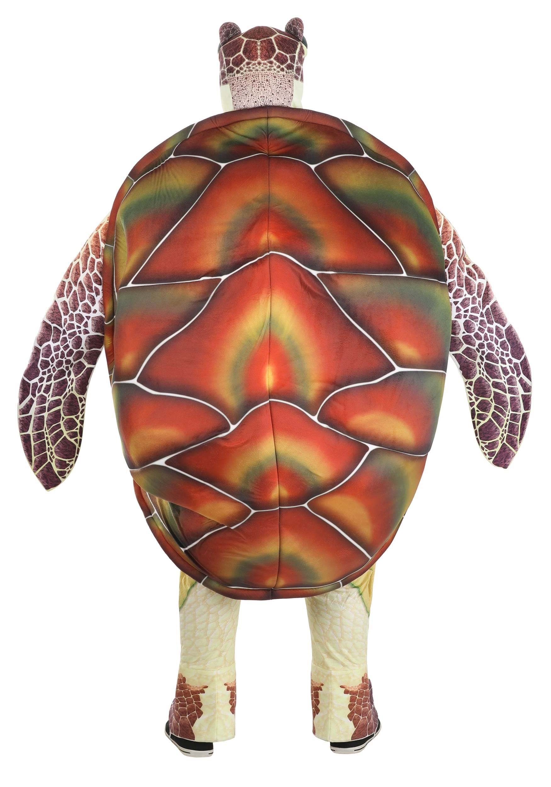 Adult Plus Size Sea Turtle Costume Unisex, Hooded Ocean Animal Halloween Bodysuit 4X Orange