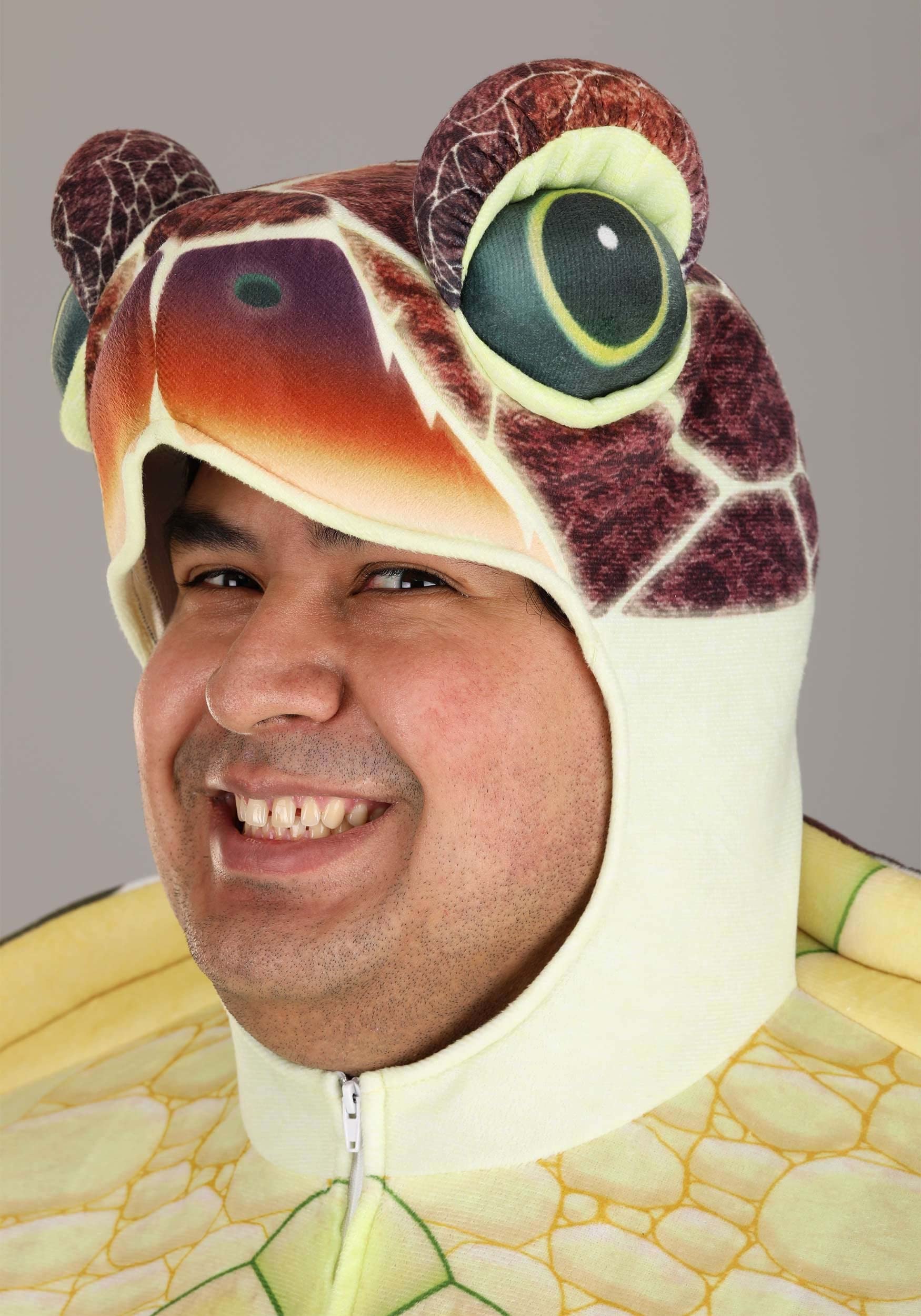 Adult Plus Size Sea Turtle Costume Unisex, Hooded Ocean Animal Halloween Bodysuit 4X Orange