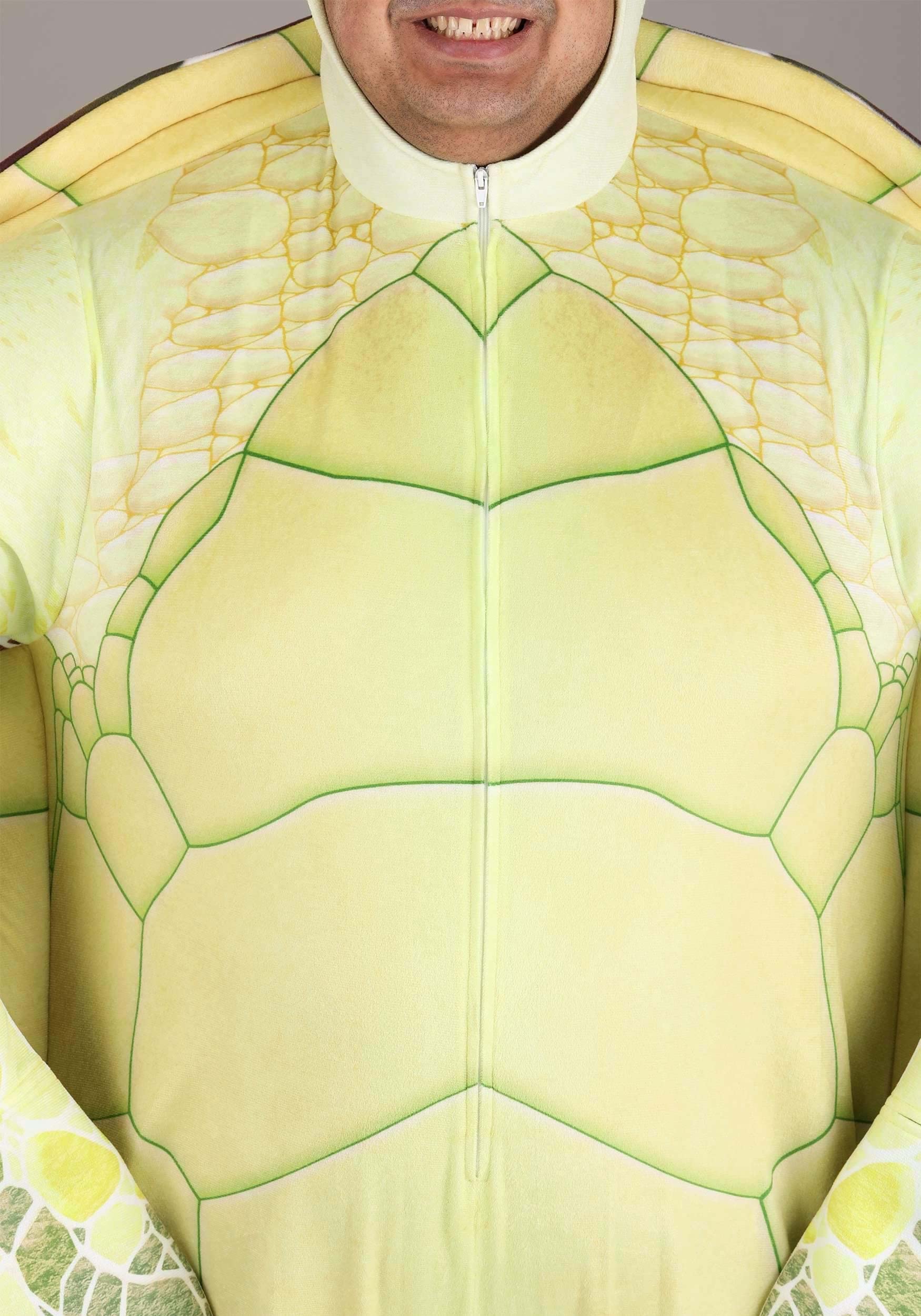 Adult Plus Size Sea Turtle Costume Unisex, Hooded Ocean Animal Halloween Bodysuit 4X Orange