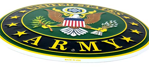 Ramsons Imports U.S. Army Emblem 12" Round Metal Sign, Made in USA