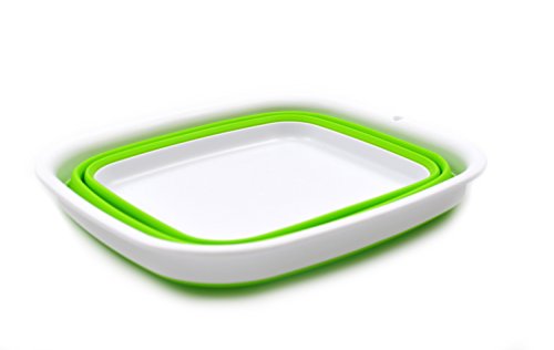 SAMMART Set of 2-7.7L (2 Gallon) Collapsible Tub - Foldable Dish Tub - Portable Washing Basin - Space Saving Plastic Washtub (2, Green)