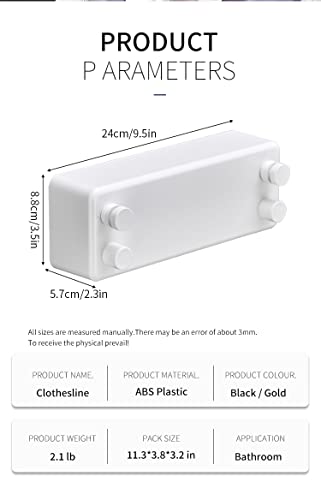 Retractable Clothesline Adjustable Drying Line for Cloth Laundry Outdoor/Indoor with Stainless Steel Double Rope Wall Mounted 13.8 Feets Clothsline (Gray)