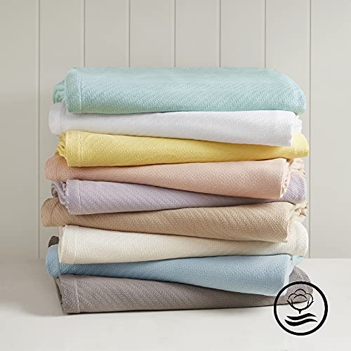 Madison Park BL51N-0675 Liquid Cotton Luxury Blanket Premium Soft Cozy 100% Ring Spun Cotton For Bed , Couch or Sofa, Twin, Linen