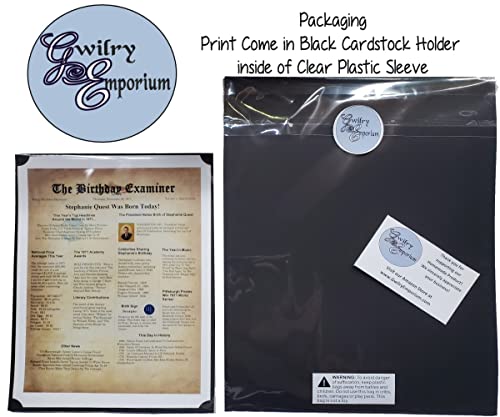 Historical Customized Personal Birthday Examiner Newspaper Chronical Art Print for the Day You Were Born from 1900 to 2020