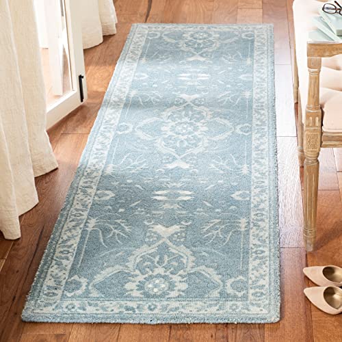 SAFAVIEH Restoration Vintage Collection 3' x 5' Blue RVT403M Handmade Distressed Wool & Viscose Area Rug