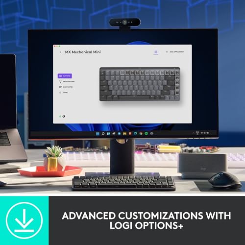 Logitech MX Mechanical Mini Wireless Illuminated Keyboard, Clicky Switches, Backlit, Bluetooth, USB-C, macOS, Windows, Linux, iOS, Android, Metal