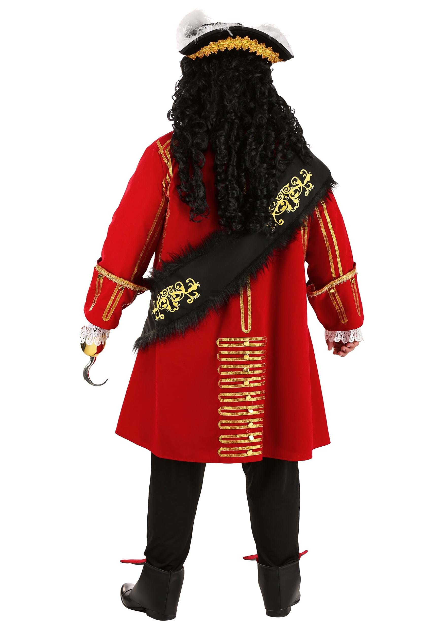 Men's Plus Size Captian Hook Costume, Elite Captian Hook Halloween Outfit, Red Pirate Captain 3X