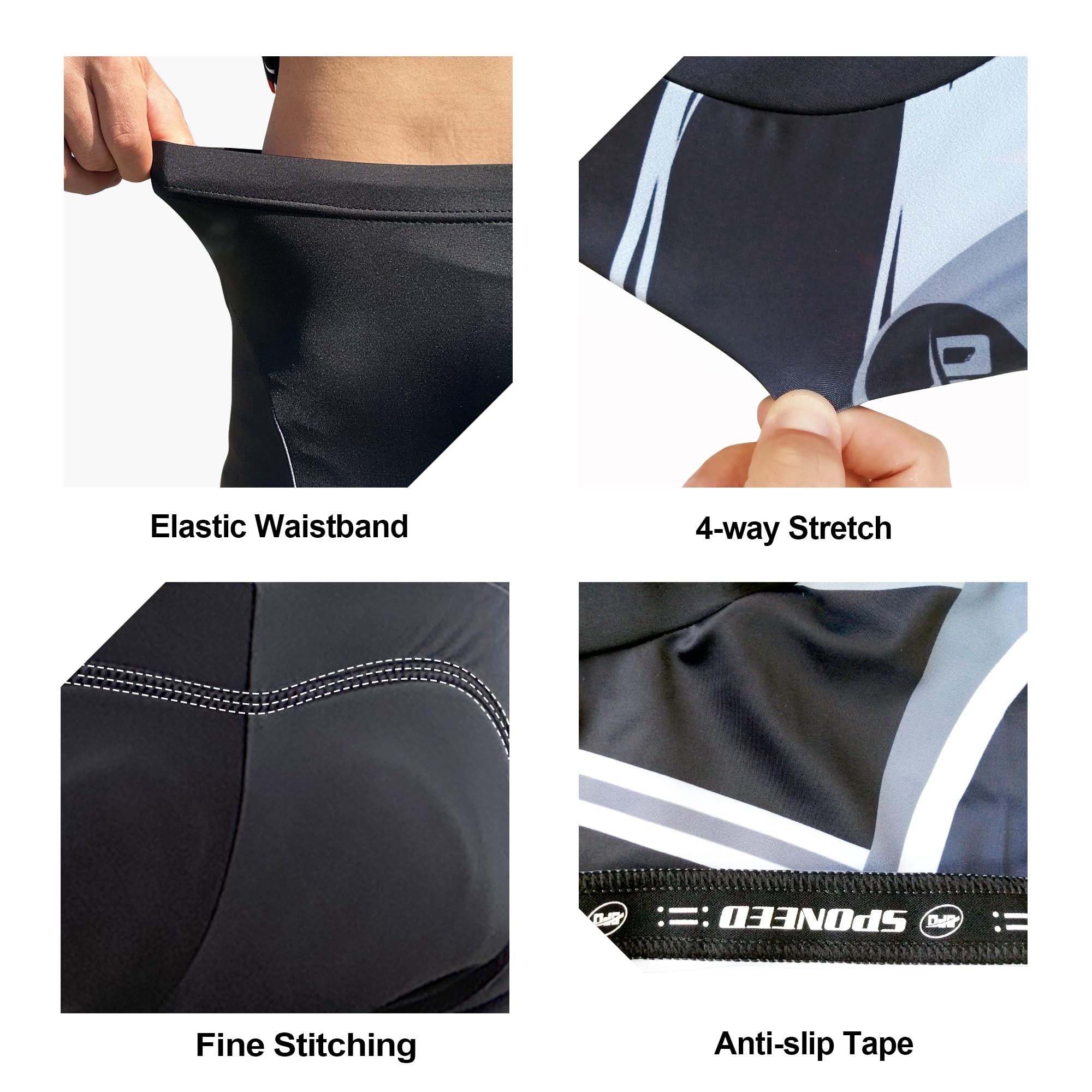Padded Bike Shorts Men's Cycle Underwear with Padding Bicycle Pants Pockets-Free US XXL Gray Multi
