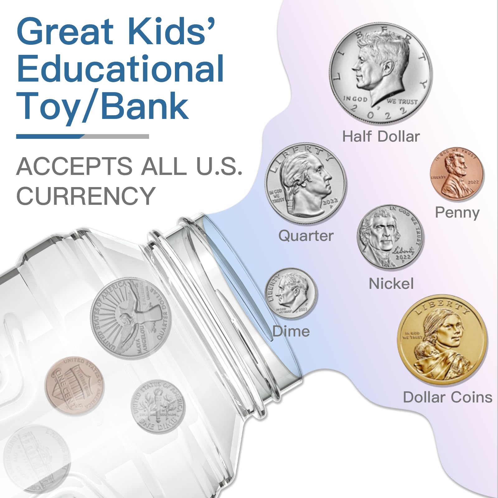Lefree Big Piggy Bank, Digital Counting Coin Bank,Money Saving Jar,Gift,Powered by 2AAA Battery (Not Included)…