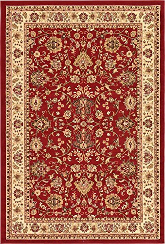 Unique Loom Sialk Hill Collection Traditional Persian Inspired Floral Area Rug, 6 ft x 9 ft, Burgundy/Ivory