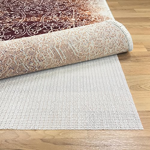 Superior Premium Easy Install Light-Weight Strong Grip Textured Rubber, Reversible Beige Hard Floor Surface Protection Area Rug Pad, 9' x 12', cream
