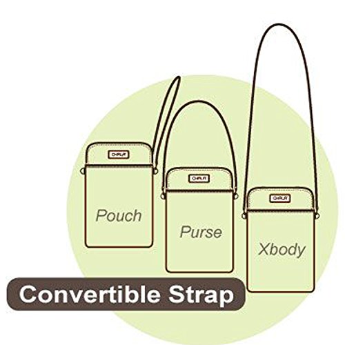 Chala Group Yorkshire Terrier Cellphone Crossbody Handbag - Convertible Strap Yorkie Mom, Brown Stripes, 5" x 7.5" x 1"