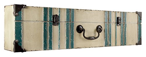 MCS Vintage Suitcase with Aqua Accent, 24 in, Distressed Cream