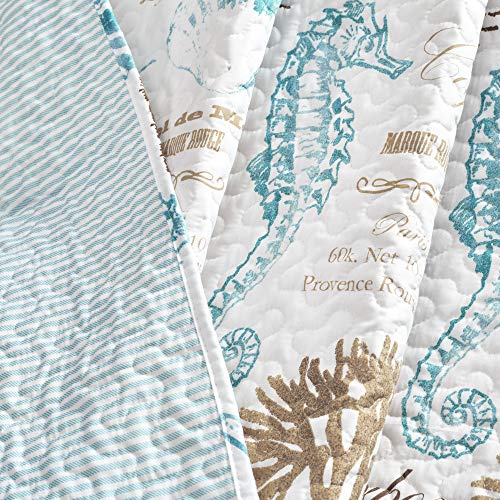 Lush Decor Harbor Life Throw Blanket, 60" x 50", Blue and Taupe